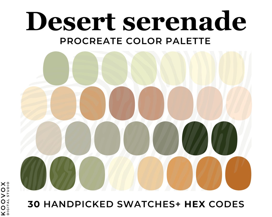 Desert Color Palette for Procreate, Boho Sand Color Swatches, Hex Codes ...