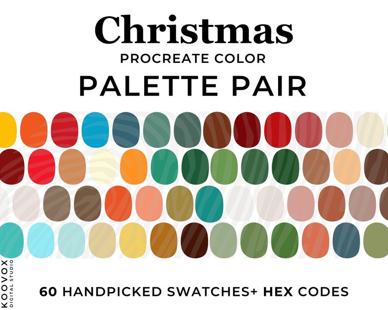 Christmas Color Palette Procreate Color Palette Xmas Hex Code Retro ...