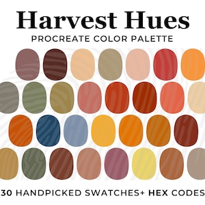 Fall Color Palette for Procreate, Warm Fall Procreate Swatches, Hex ...