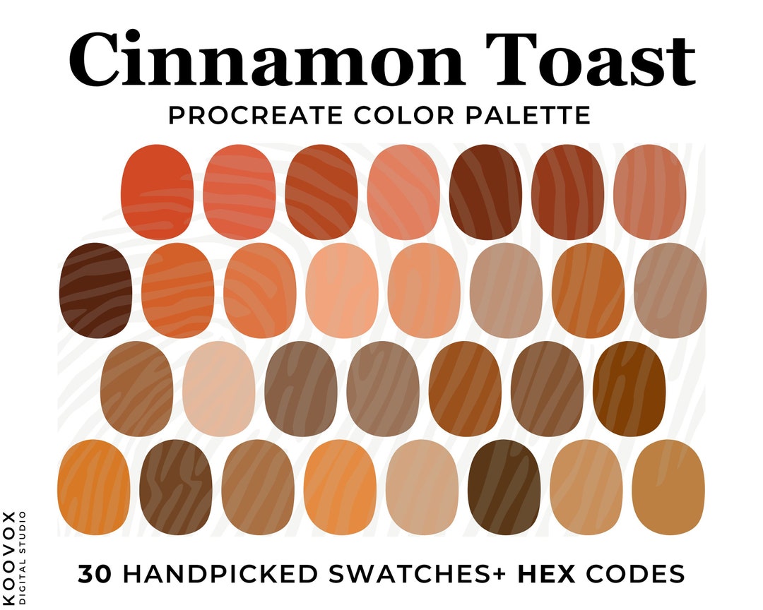 Brown Orange Color Palette, Hex Codes, Orange Color Swatches, Procreate ...