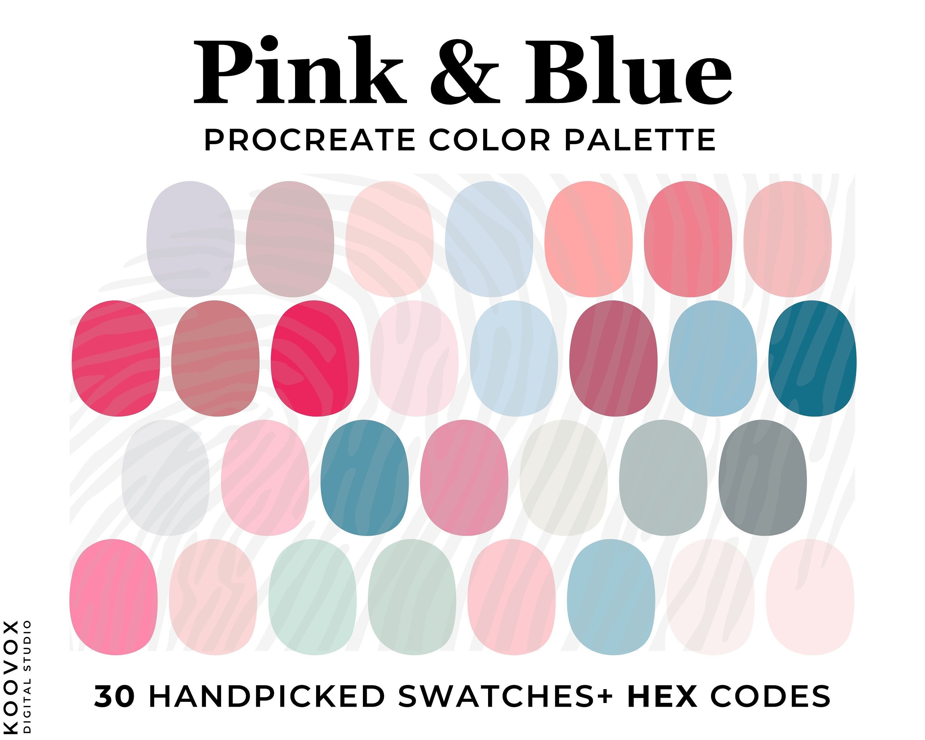 Pink and Blue Color Palette Procreate, Pastel Pink Blue Procreate ...