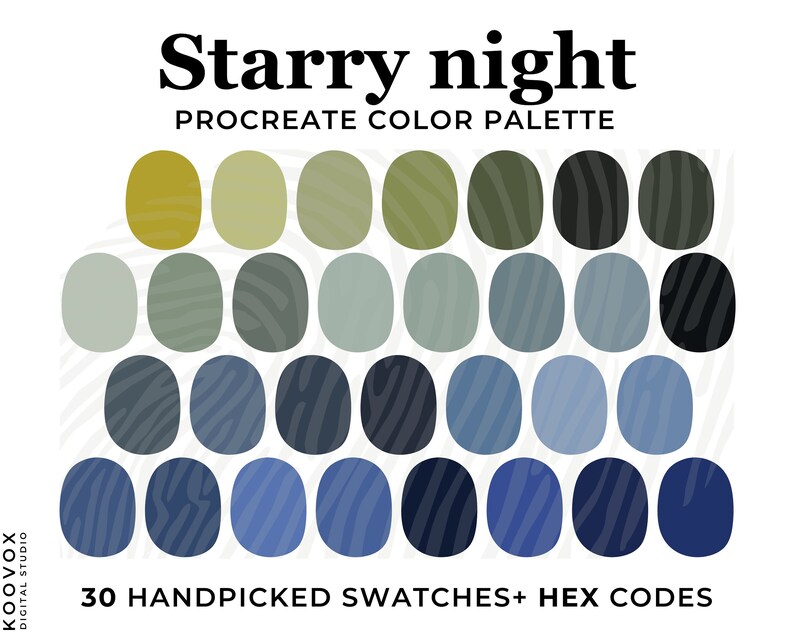 Starry Night Color Palette for Procreate: Van Gogh Inspired (digital ...