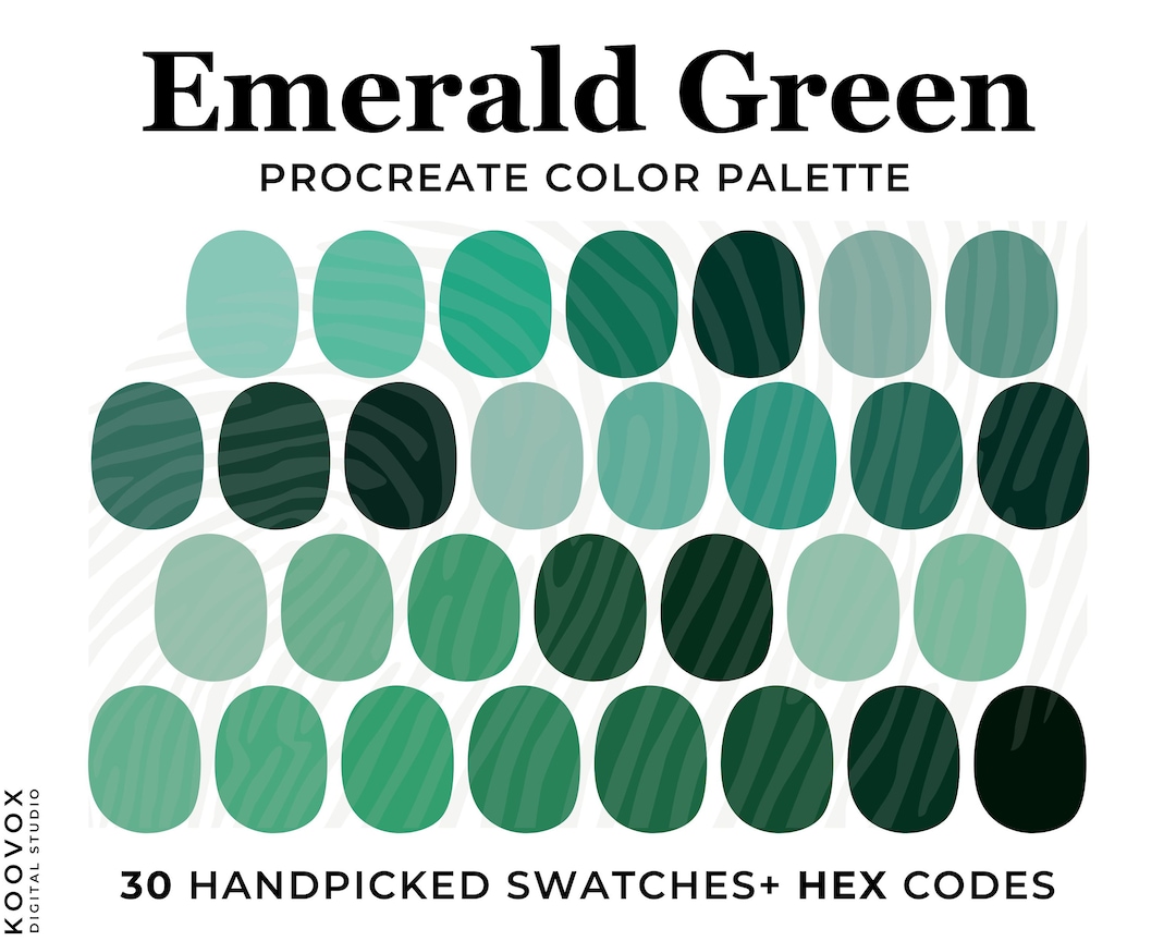 Emerald Green Color Palette for Procreate, Color Swatches, Hex Codes ...