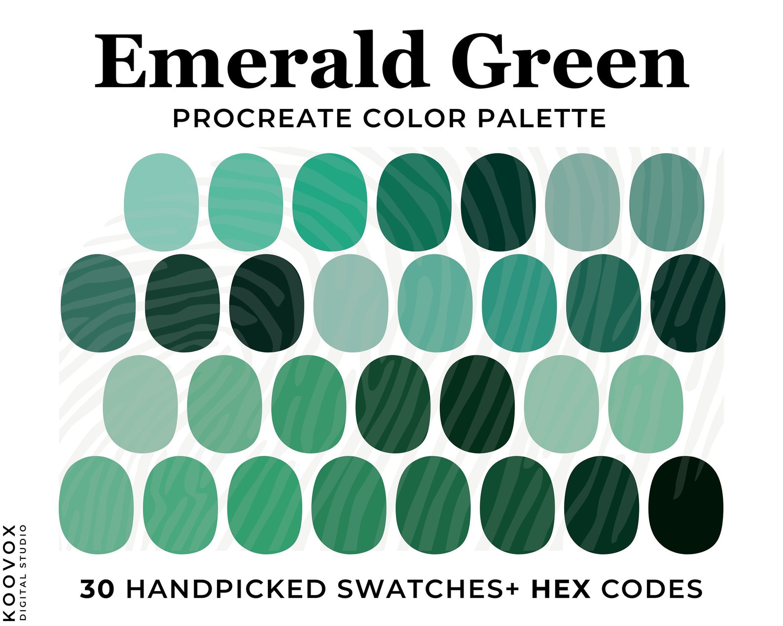 Emerald Green Color Palette for Procreate, Color Swatches, Hex Codes ...