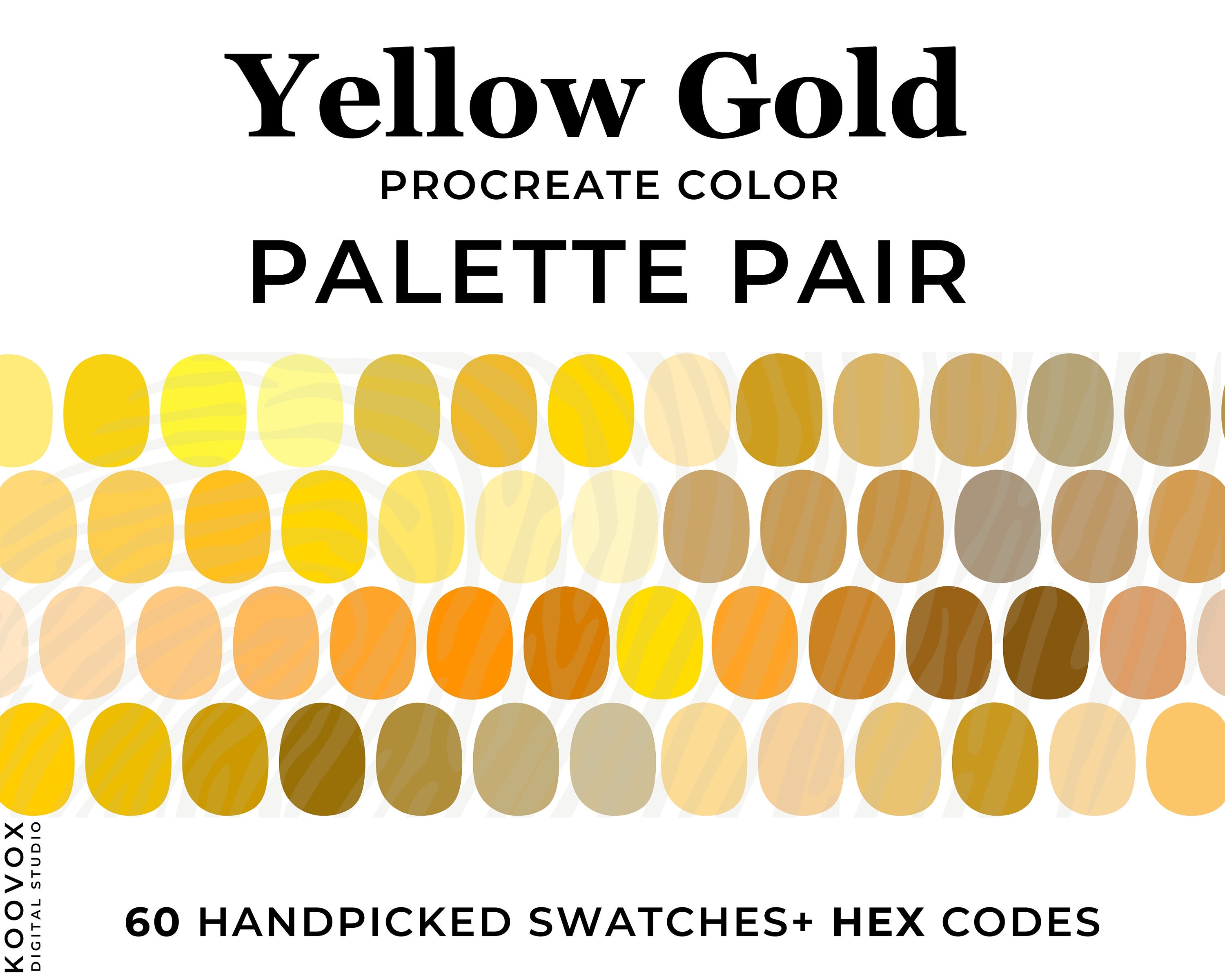 Yellow Gold Procreate Color Palette: Metallic Swatches (digital ...