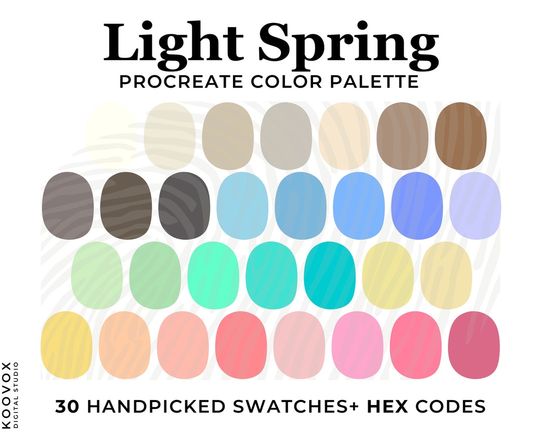 Pastel Spring Color Palette for Procreate: 30 Swatches & Hex Codes ...