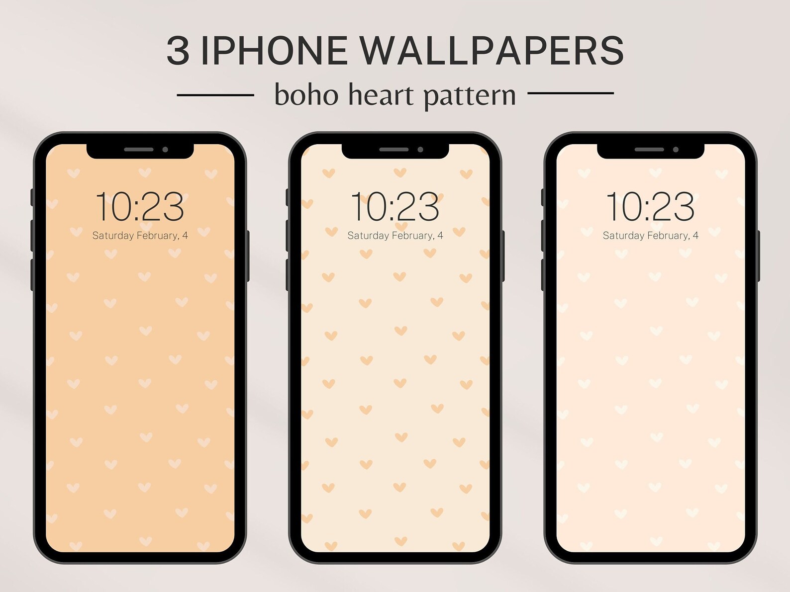 Neutral Love Heart iPhone Wallpaper Bundle (digital Download) - Etsy