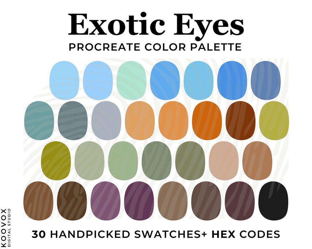 Anime Eyes Color Palette: Procreate Swatches, Portrait Iris Colors ...