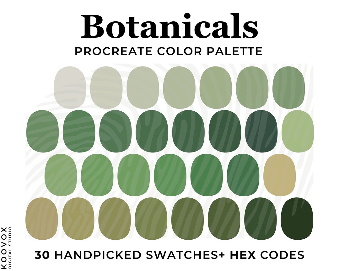 Green Botanical Procreate Color Palette: Succulent Garden Swatches (hex ...