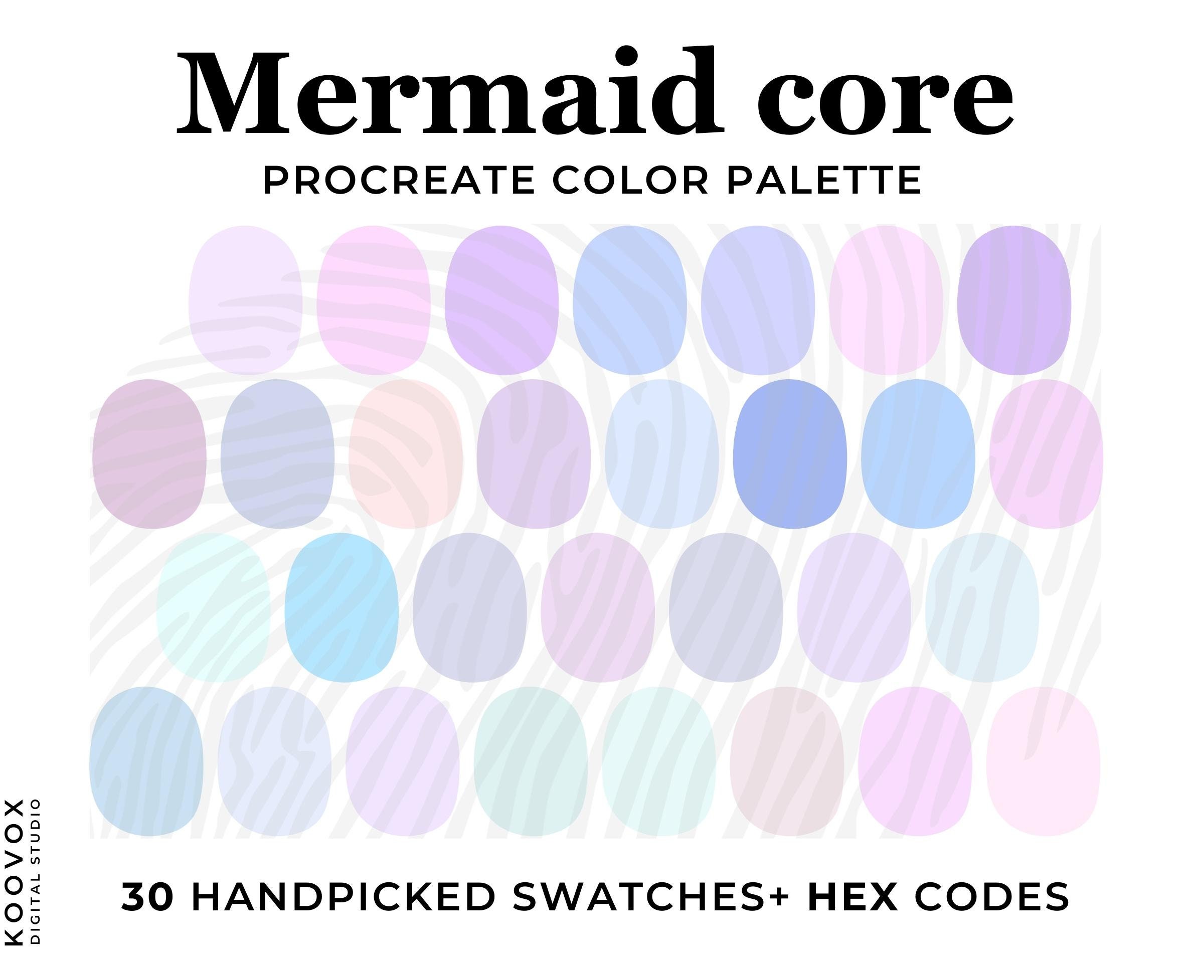 Mermaid Color Palette for Procreate, Pastel Pink Purple Color Swatches ...