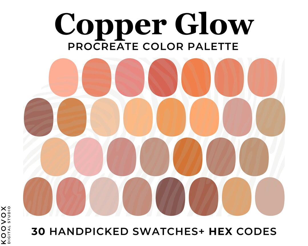 Brown Orange Color Palette for Procreate, Color Swatches, Hex Codes ...