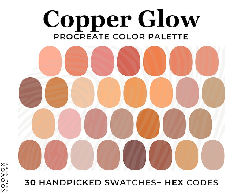 Brown Orange Color Palette for Procreate, Color Swatches, Hex Codes ...