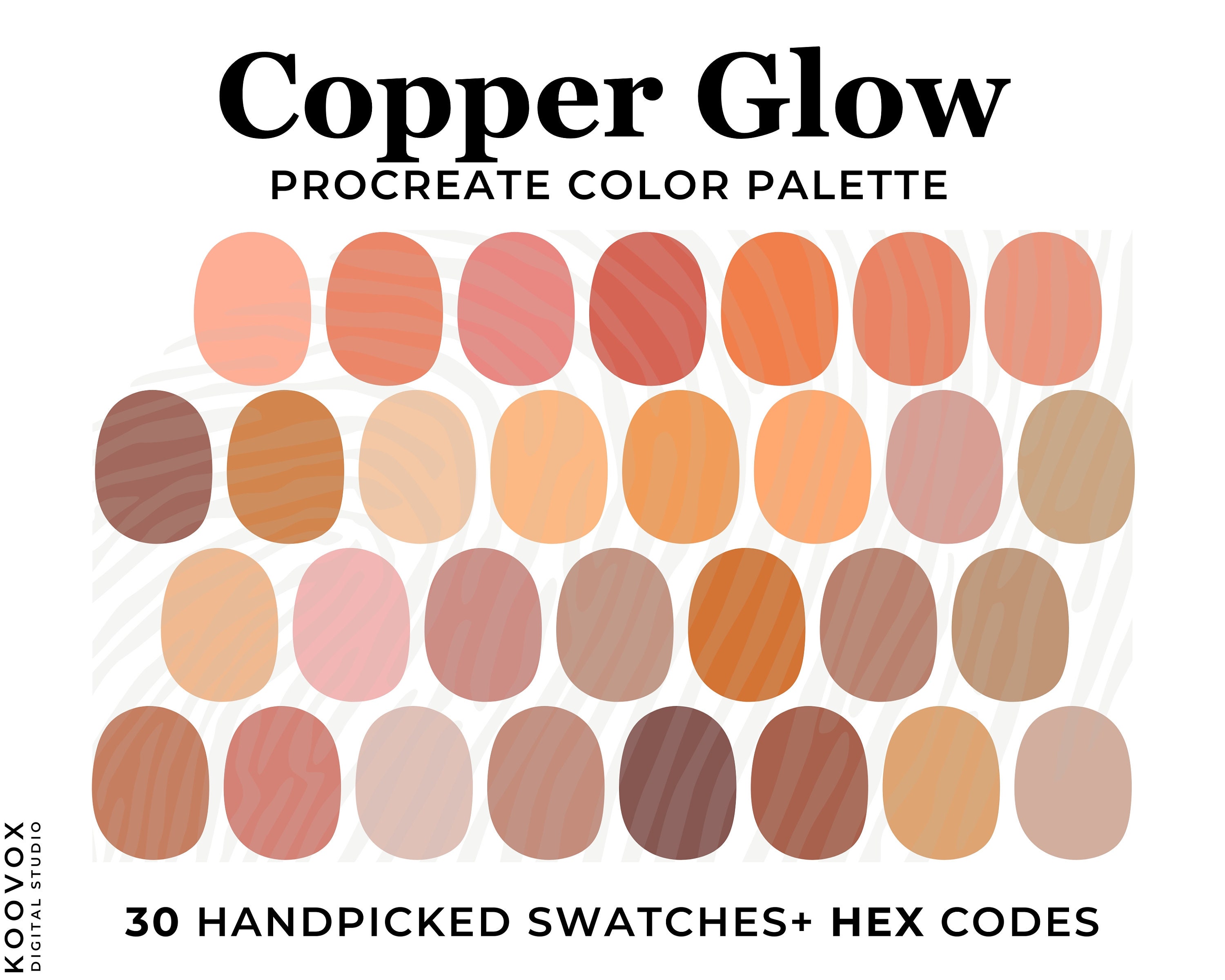 Brown Orange Color Palette for Procreate, Color Swatches, Hex Codes ...