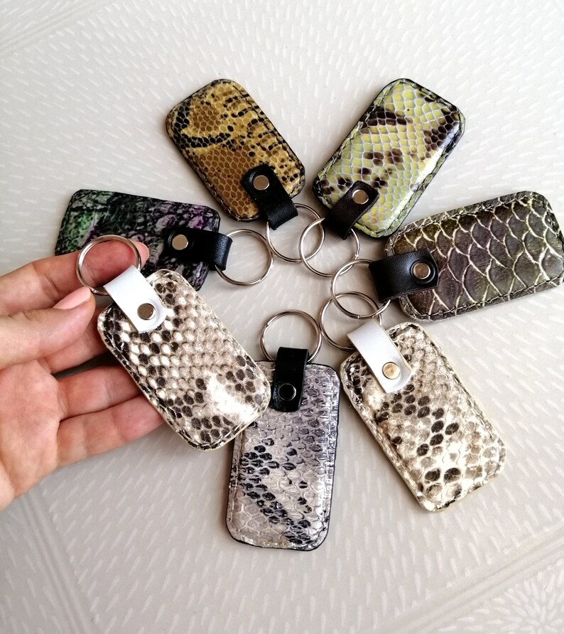 Snakeskin Keychain, Python Leather Keyring, Gift for Her, Gift for Him ...
