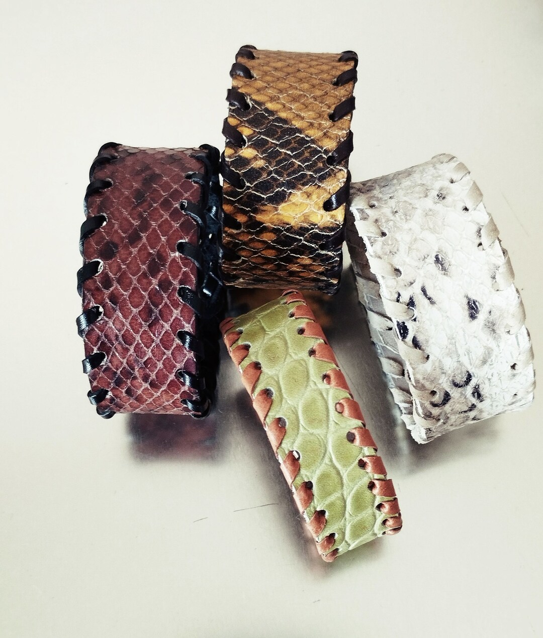 Snakeskin Leather Bracelet, Reptile Leather Wristband, Gift for Her ...