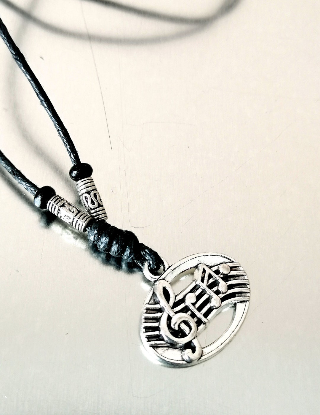 Music Note Necklace for Men Treble Clef Cord Necklace Music - Etsy