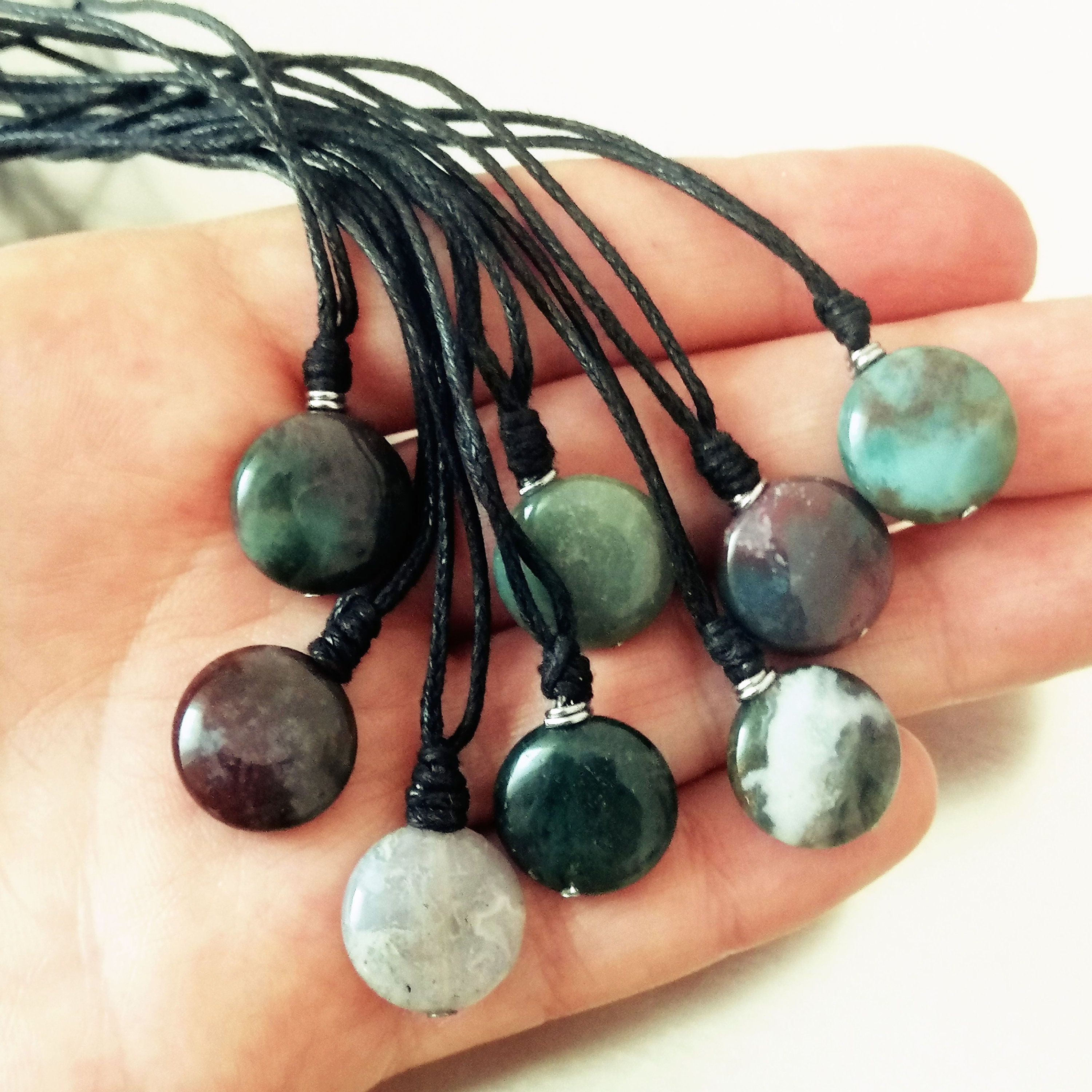 One Bead Pendant Stone Rope Necklace Gift for Him - Etsy