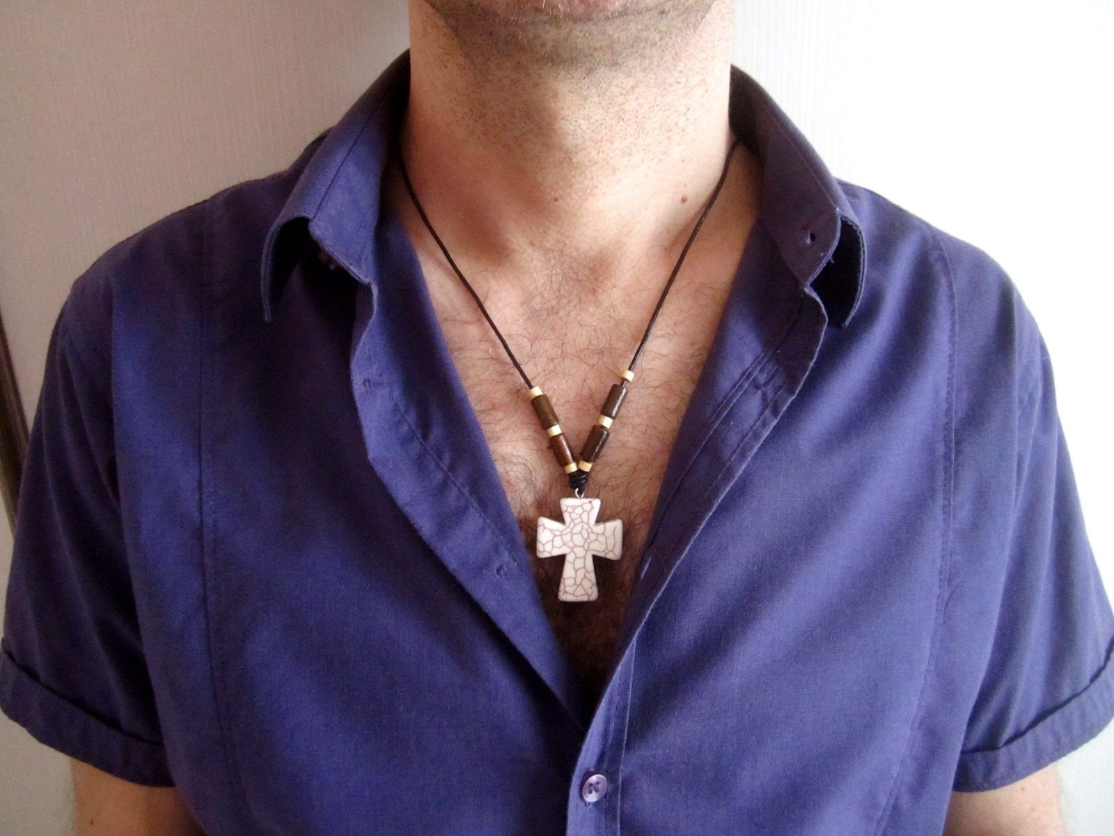 Large Cross Necklace for Men White Cross Pendant Religious - Etsy