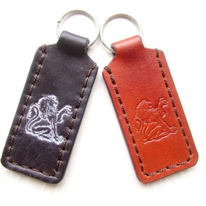 Lion Keychain, Leather Keyfob With Ring, Gift for Him, Animal Keyfob ...