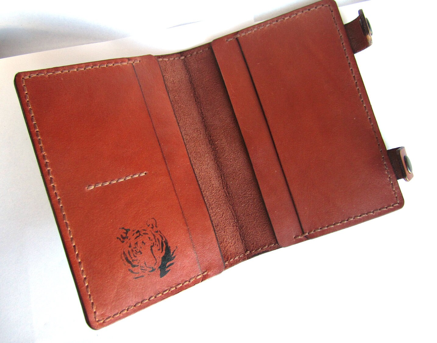 Leather Travel Wallet Tiger Gift Document Case Brown Travel - Etsy
