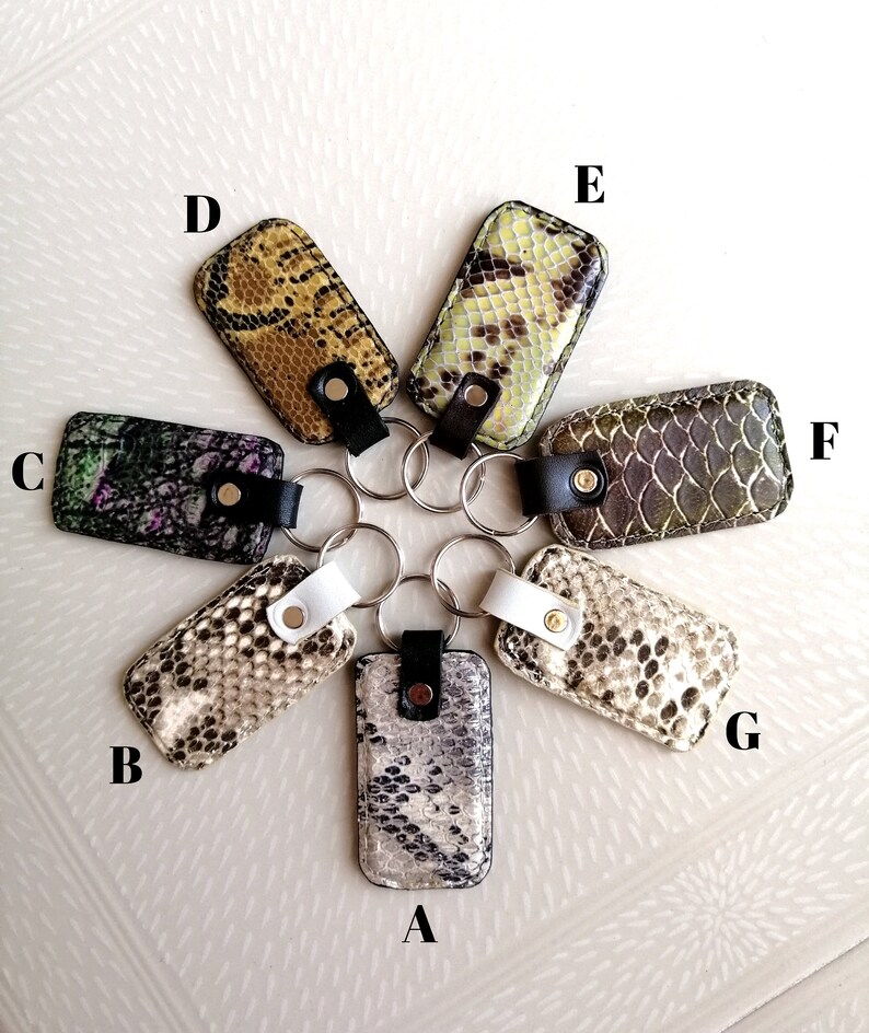 Snakeskin Keychain, Python Leather Keyring, Gift for Her, Gift for Him ...