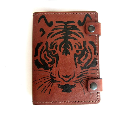 Leather Travel Wallet Tiger Gift Document Case Brown Travel | Etsy