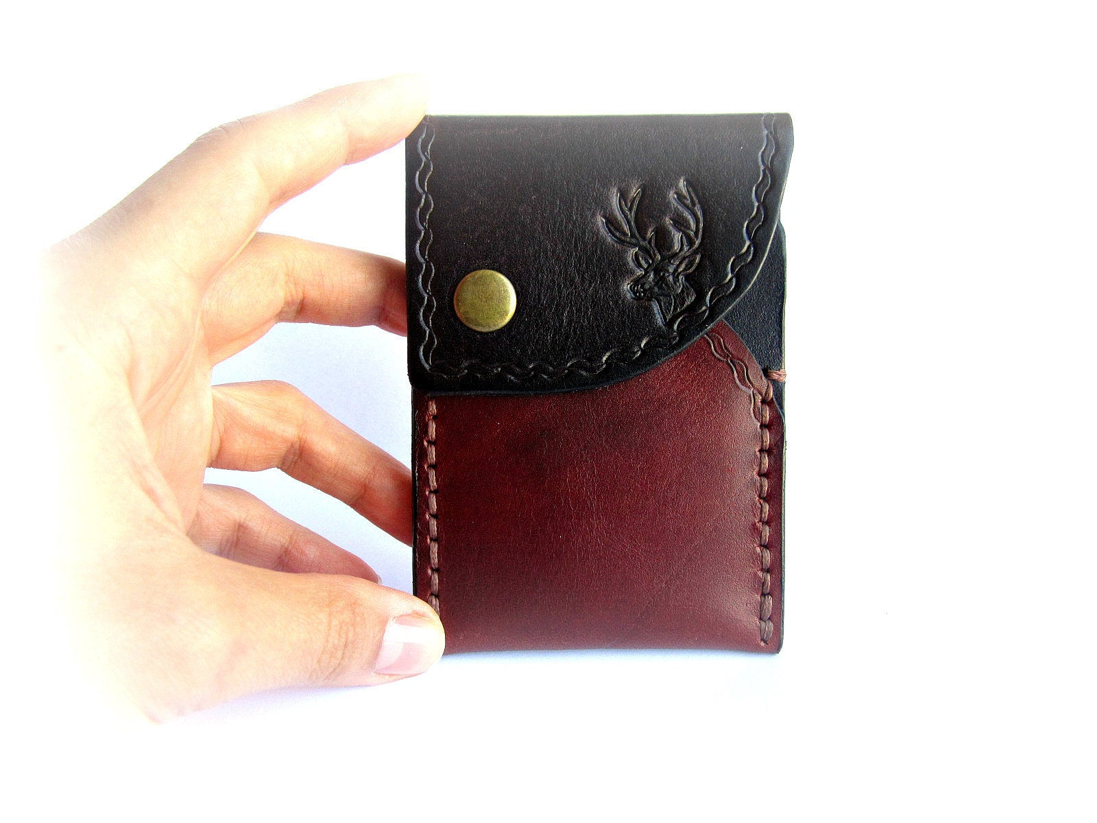 Business Card Cases Hand sewn leather Card holder wallet Christmas gift ...