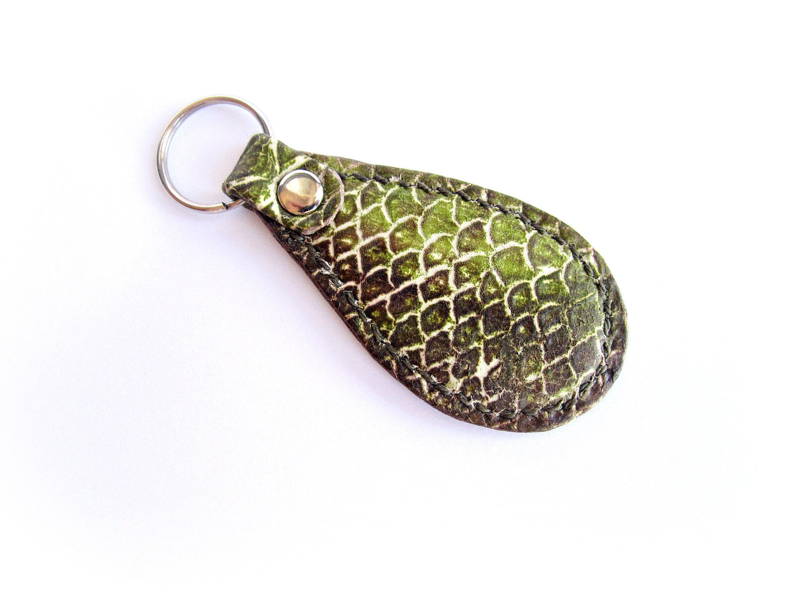 Python snakeskin keychain leather keyring gift for her gift | Etsy