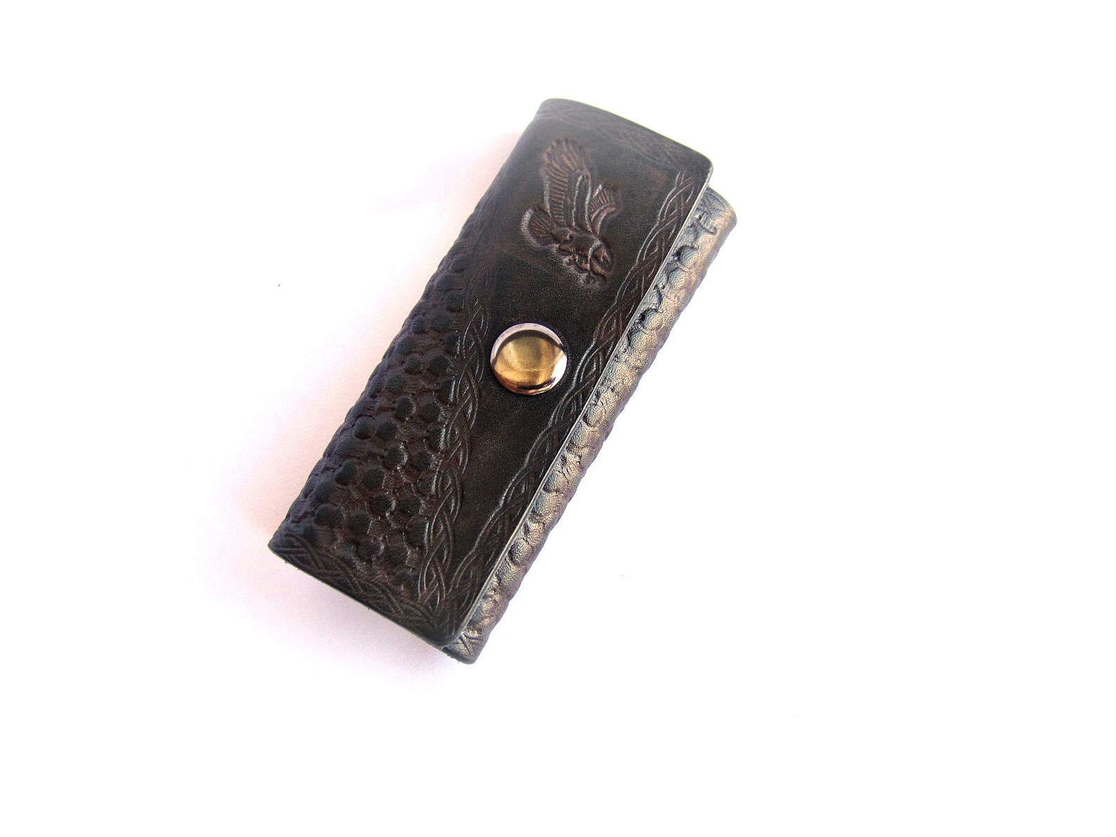 Leather key case with hooks eagle gift key holder wallet | Etsy