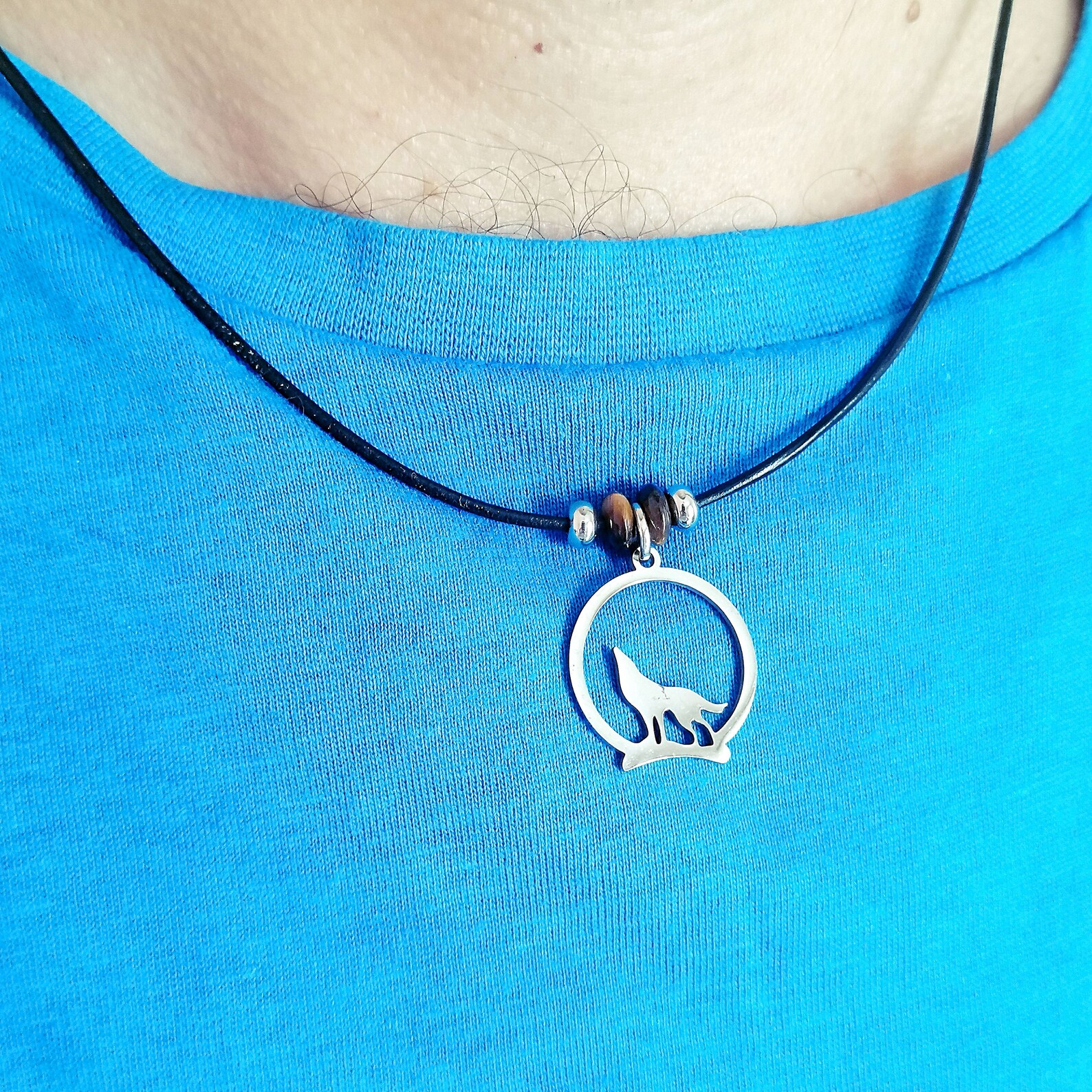 Wolf Necklace for Men Howling Wolf Pendant Stainless Steel - Etsy