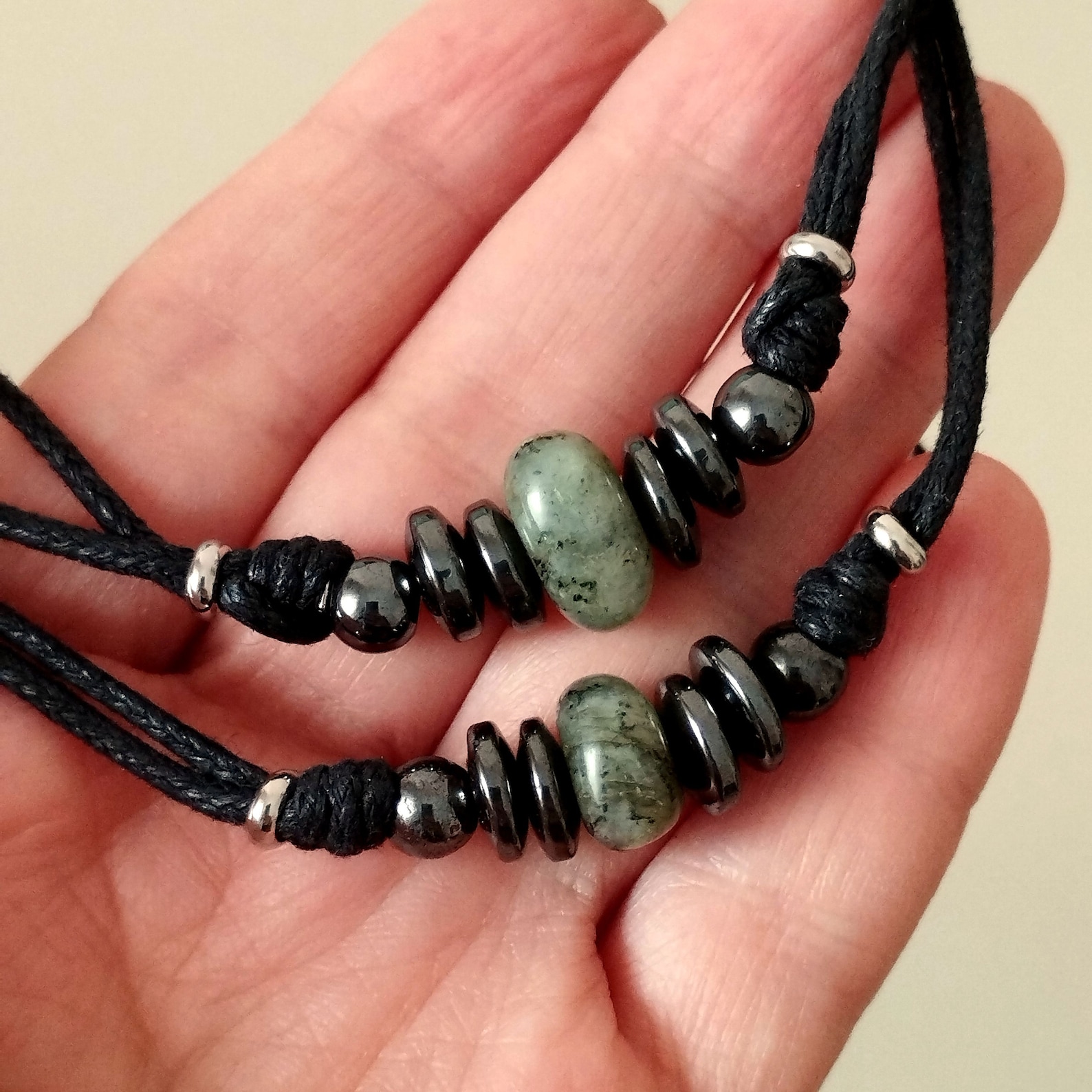 Labradorite Stone Bead Choker for Men, Surf Cord Necklace, Surf Jewelry ...