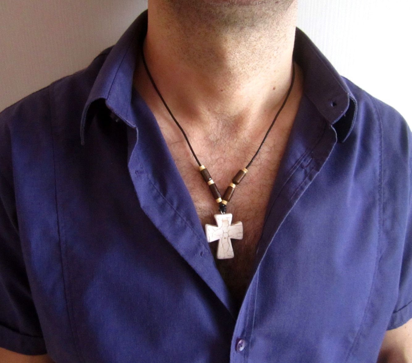 Large Cross Necklace for Men White Cross Pendant Religious - Etsy