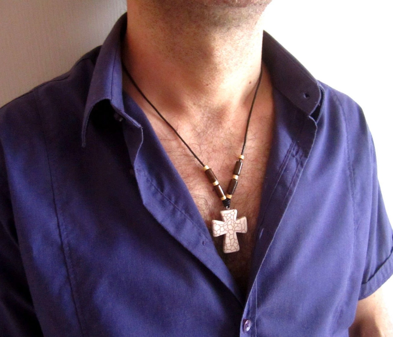 Large Cross Necklace for Men White Cross Pendant Religious - Etsy
