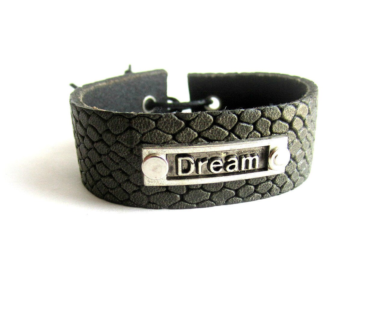 Dream Bracelet for Men Gray Leather Wristband Inspirational - Etsy