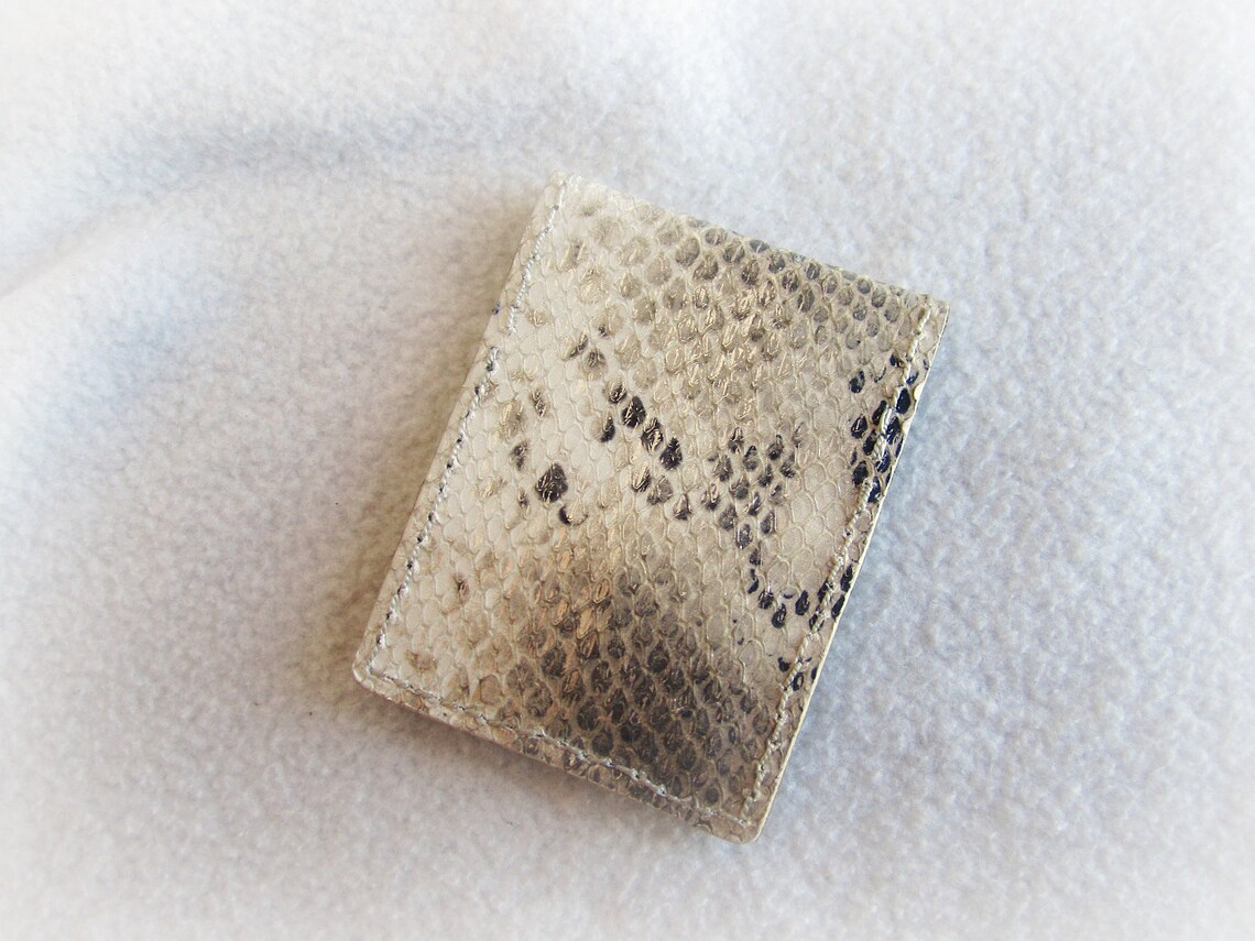 Snakeskin Leather Card Holder Front Pocket Wallet Leather - Etsy