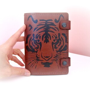 Leather Travel Wallet, Tiger Gift, Document Case, Brown Travel ...