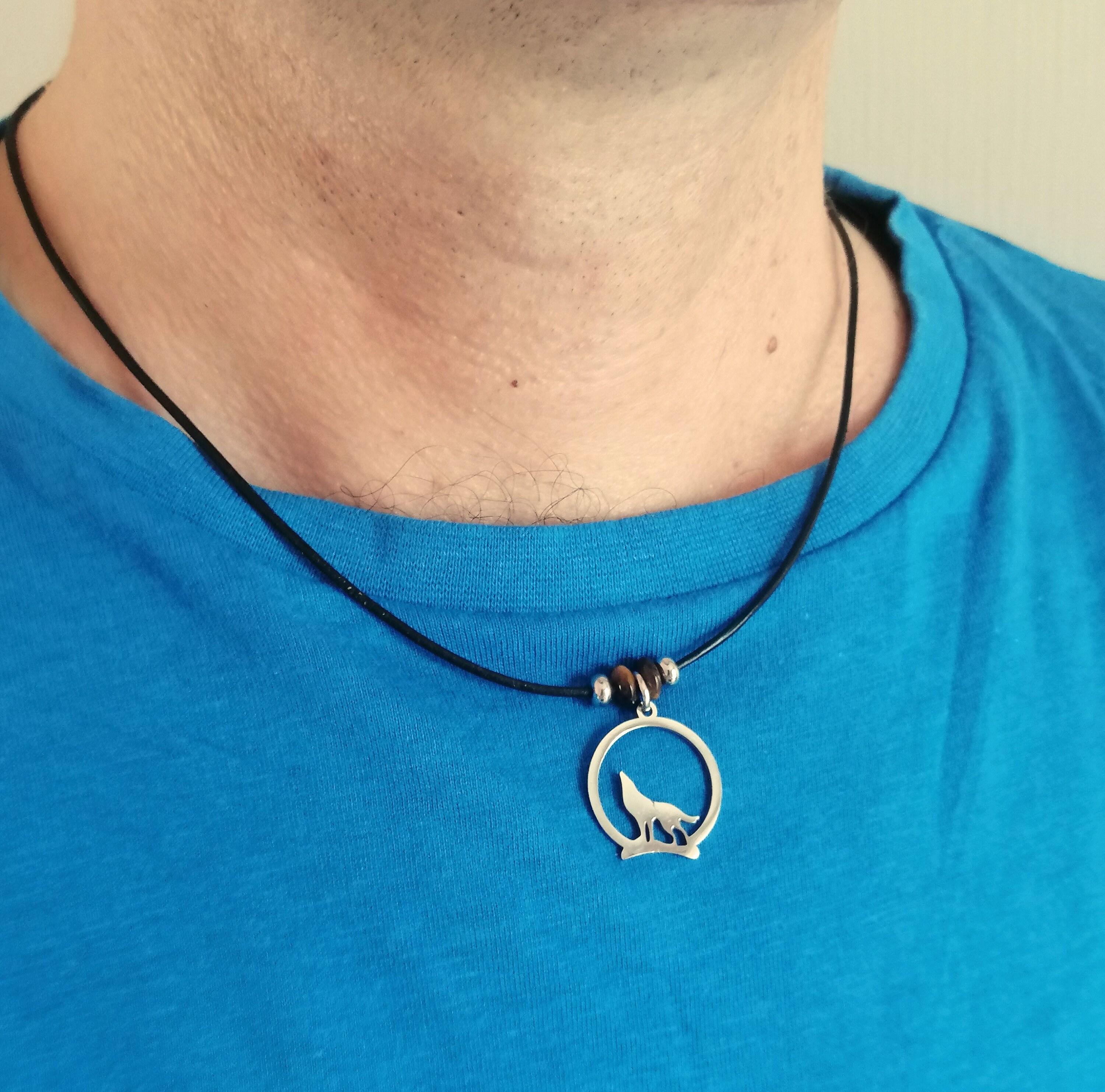 Wolf Necklace for Men Howling Wolf Pendant Stainless Steel - Etsy