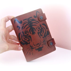 Leather Travel Wallet, Tiger Gift, Document Case, Brown Travel ...