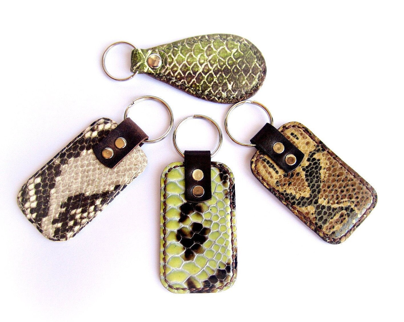 Python Snakeskin Keychain Leather Keyring Gift for Her Gift - Etsy