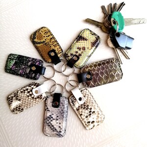 Snakeskin Keychain, Python Leather Keyring, Gift for Her, Gift for Him ...