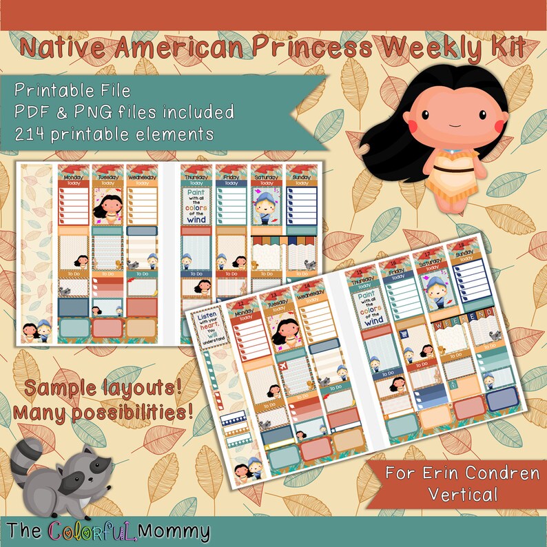 Native American Princess Weekly & Monthly Planner Sticker Kit Use With ...