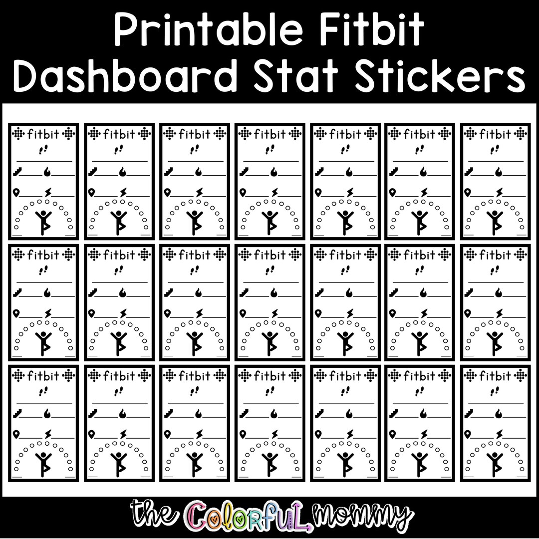 Printable Fitbit Smartwatch Step Tracker Dashboard Stickers Fitness ...