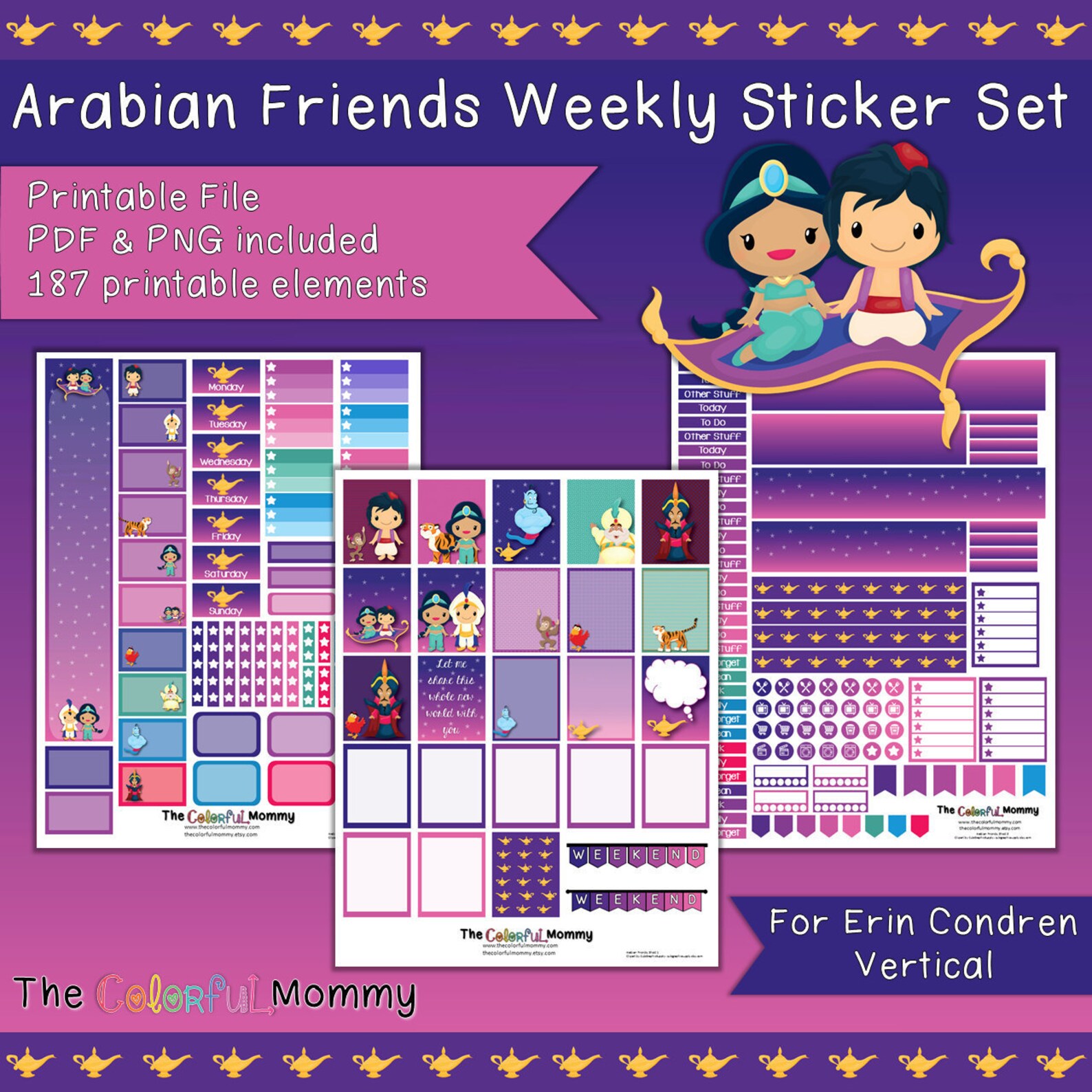 Arabian Friends Weekly Planner Sticker Kit | for Use With Erin Condren ...