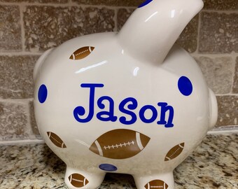 Football piggy bank | Etsy