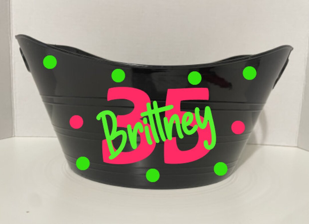 Personalized Name and Age Tub, Personalized Birthday Bucket, Small Toy ...