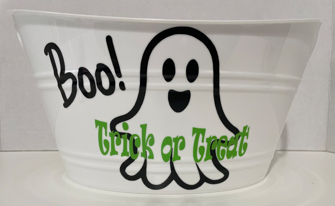Personalized Ghost Halloween Tub, Ghost Tub, Candy Tub, Halloween ...