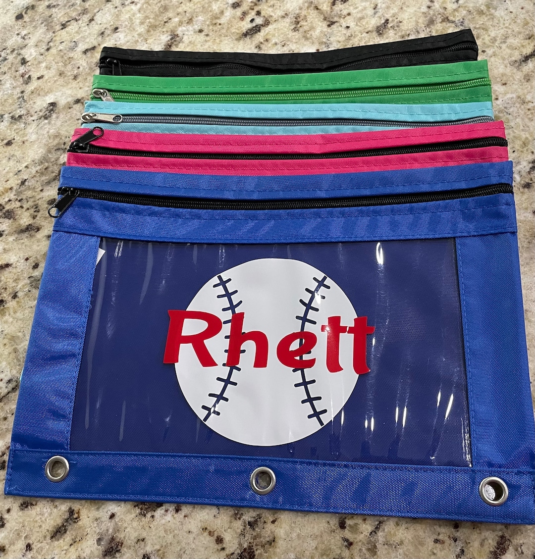 Personalized Baseball Pencil Pouch, Back to School, 3 Ring Pencil Case ...