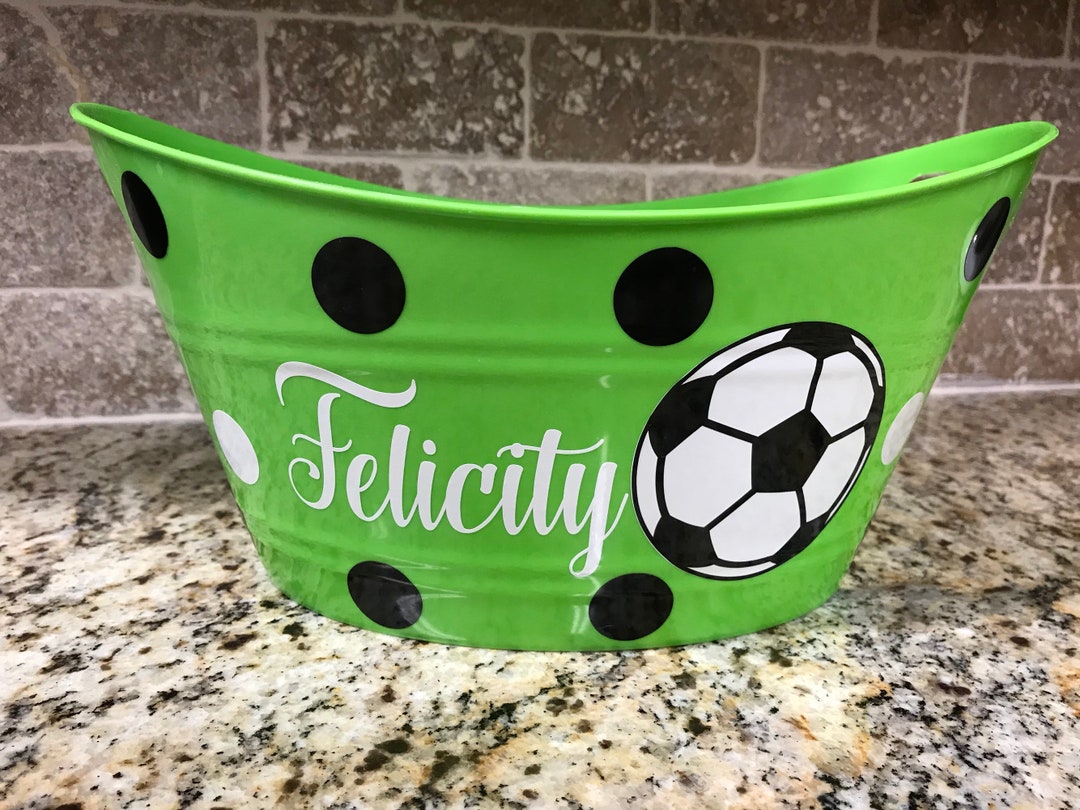 Personalized Soccer Tub, Child's Personalized Bucket, Small Toy Storage ...