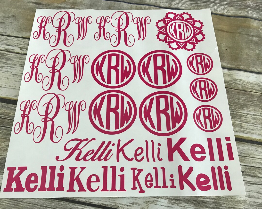 Personalized Monogram Decal Set, Back to School Decals, Vinyl Decal Set ...