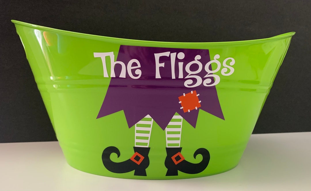 Personalized Witches Feet Tub: Halloween Candy Tub, Witches Feet ...